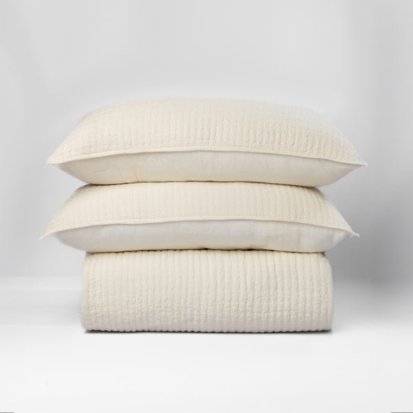 Catalina Linen Quilt, Ivory - Greene & Co Interiors